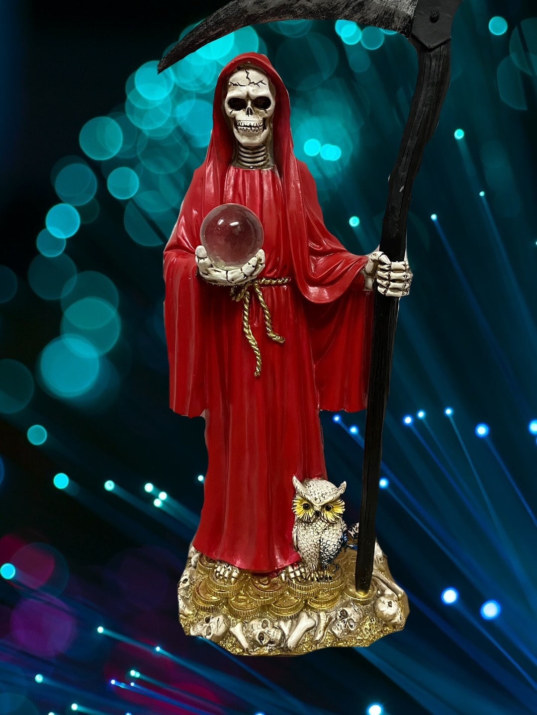 17" Red Santa Muerte Statue Holy Death Grim Reaper Sculpture Figure - Etsy