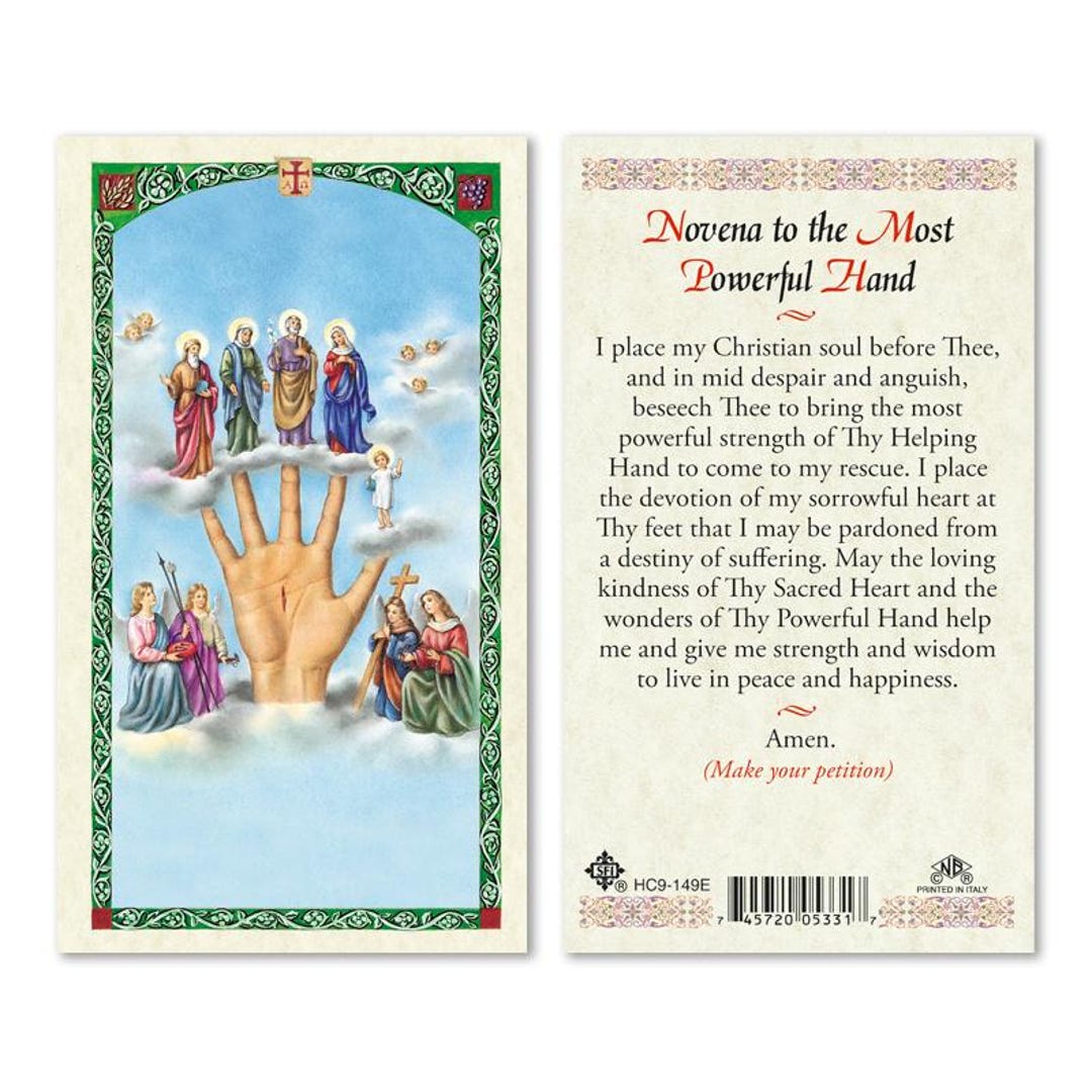Powerful Hand - Novena Laminated Prayer Cards 2-sided Holy Cards - Etsy