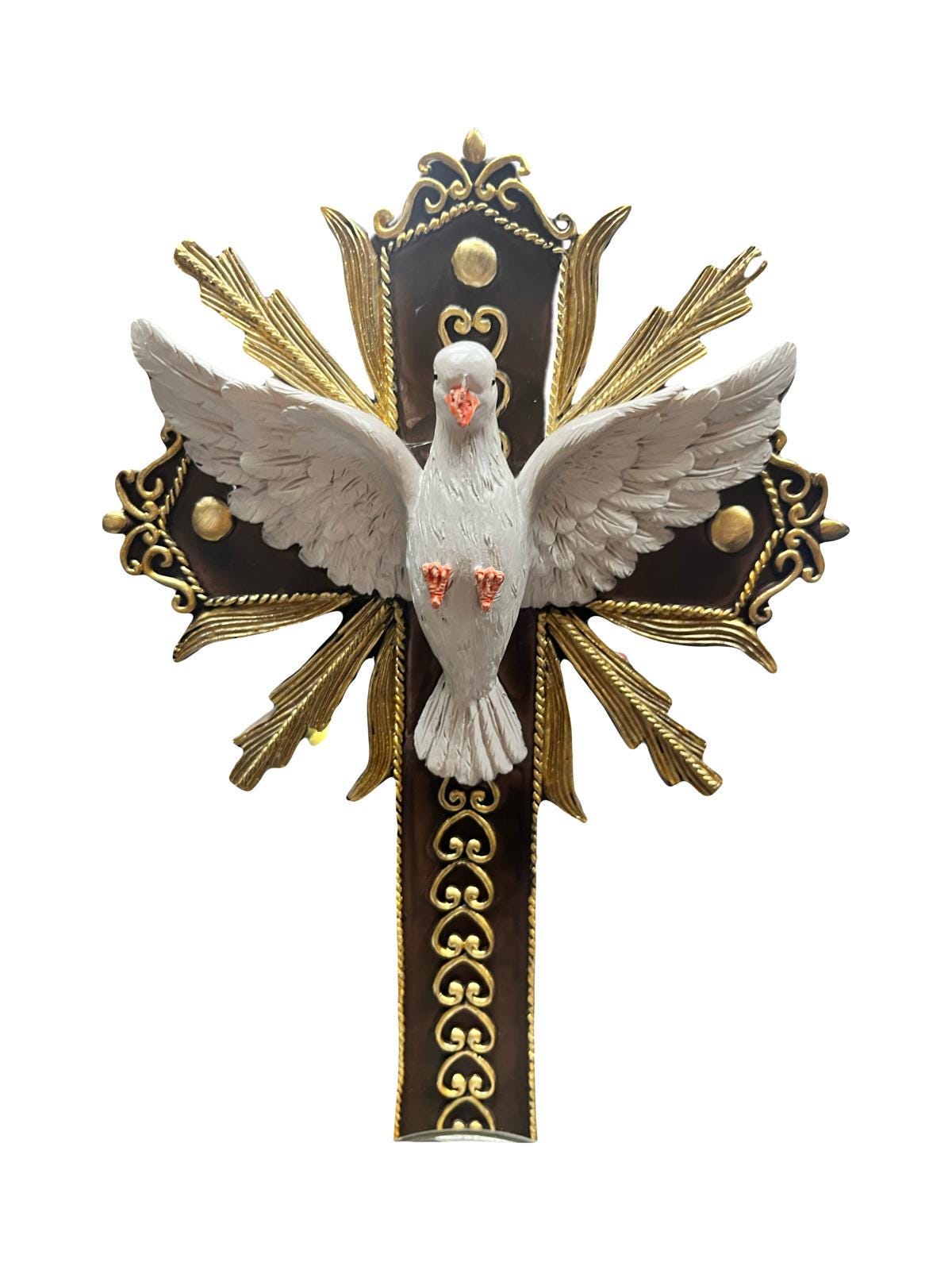 10" Holy Spirit Standing Cross W/candle - Cruz Con Imagen De El ...