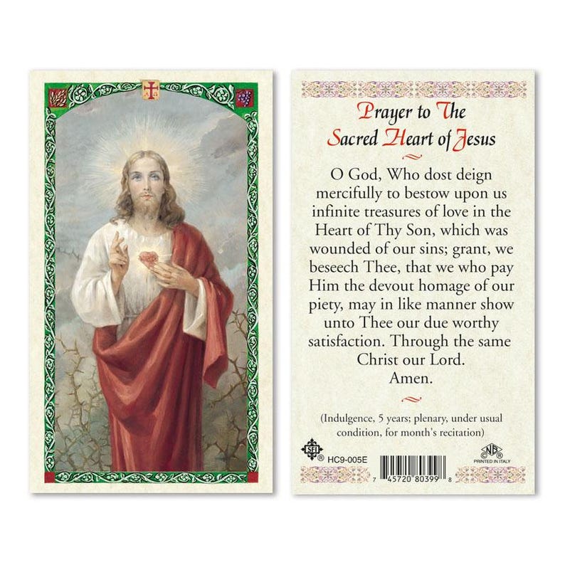 Prayer to the Sacred Heart of Jesus Laminated Prayer Cards 2-sided Holy Card - Etsy