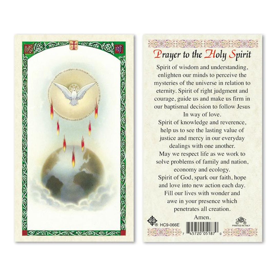 Prayer to - Holy Spirit Laminated Prayer Cards 2-sided Holy Cards - - Etsy