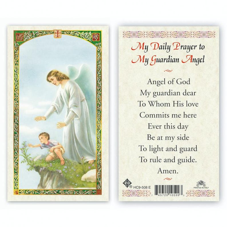 Guardian Angel Boy/girl Laminated Prayer Cards 2-sided Holy Cards in ...