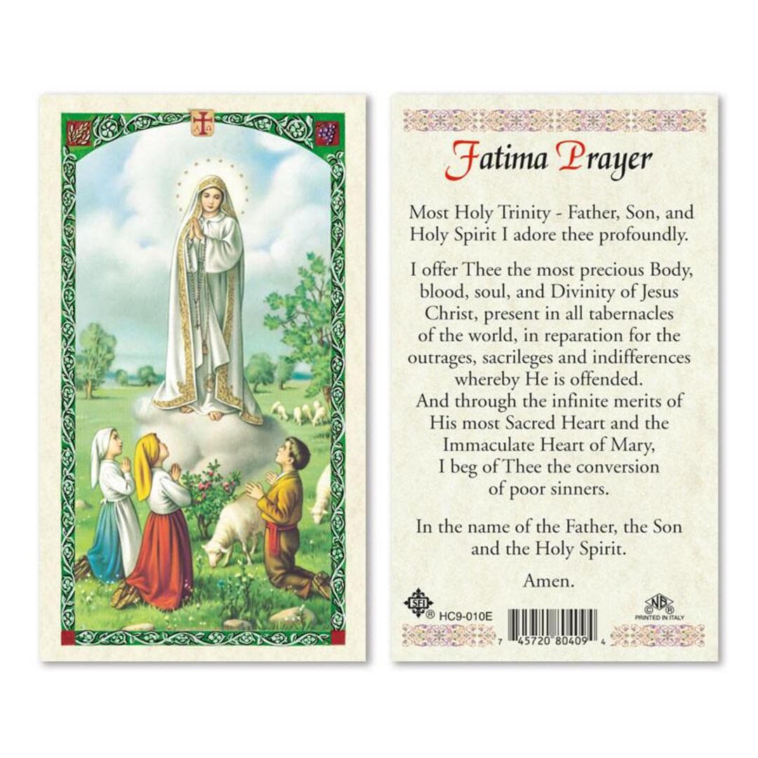 Our Lady of Fatima Laminated Prayer Cards 2-sided Holy Cards - HC9-010 ...