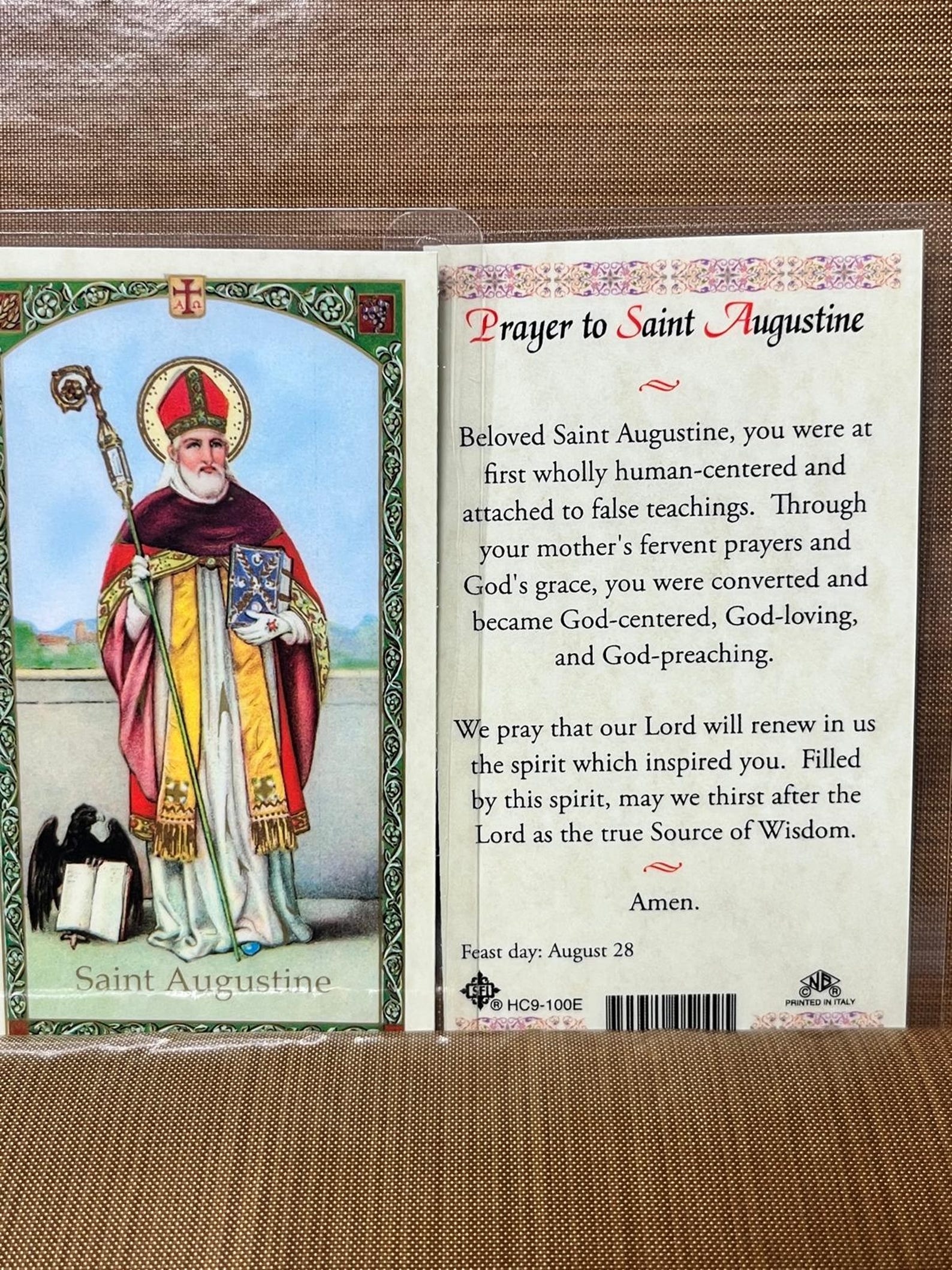 Prayer to - ST Augustine Laminated Prayer Cards 2-sided Holy Cards - Etsy