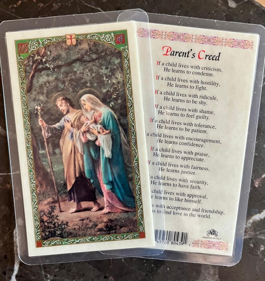 Holy Family - Parents Creed Laminated Prayer Card 2-sided Holy Cards - Etsy