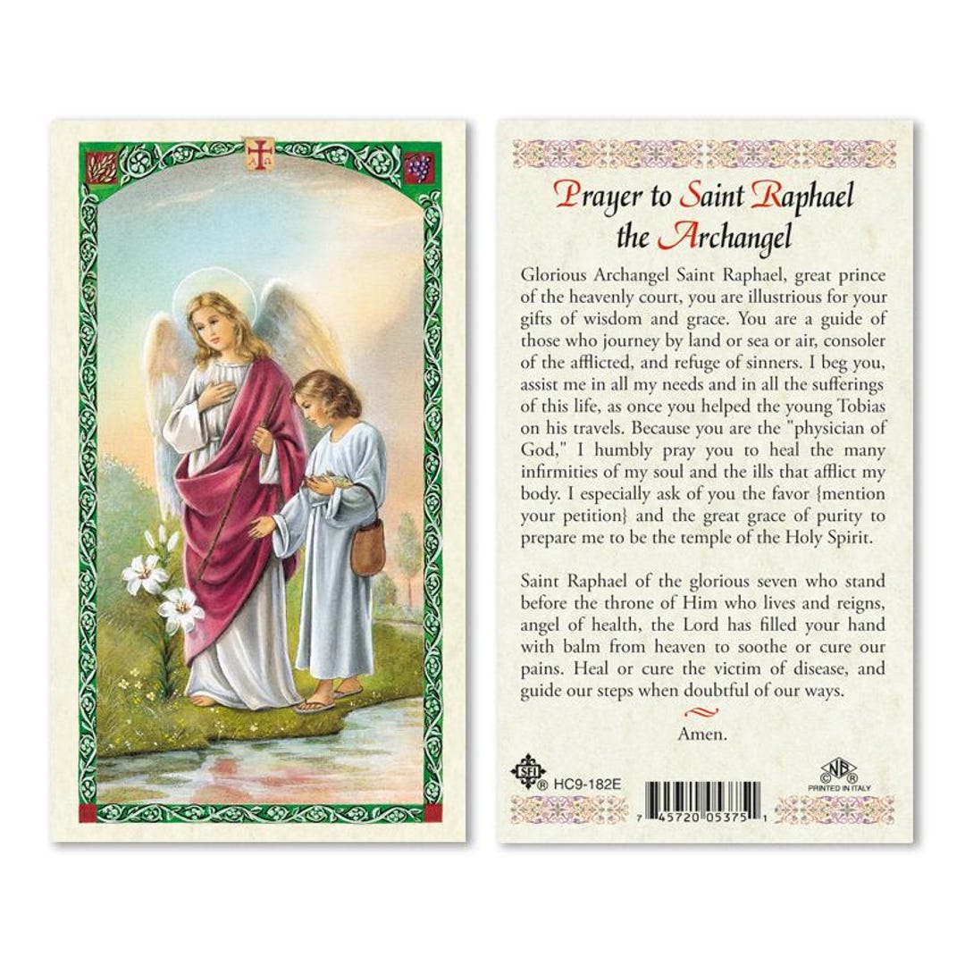 Prayer to - ST Raphael Archangel Laminated Prayer Cards 2-sided Holy ...