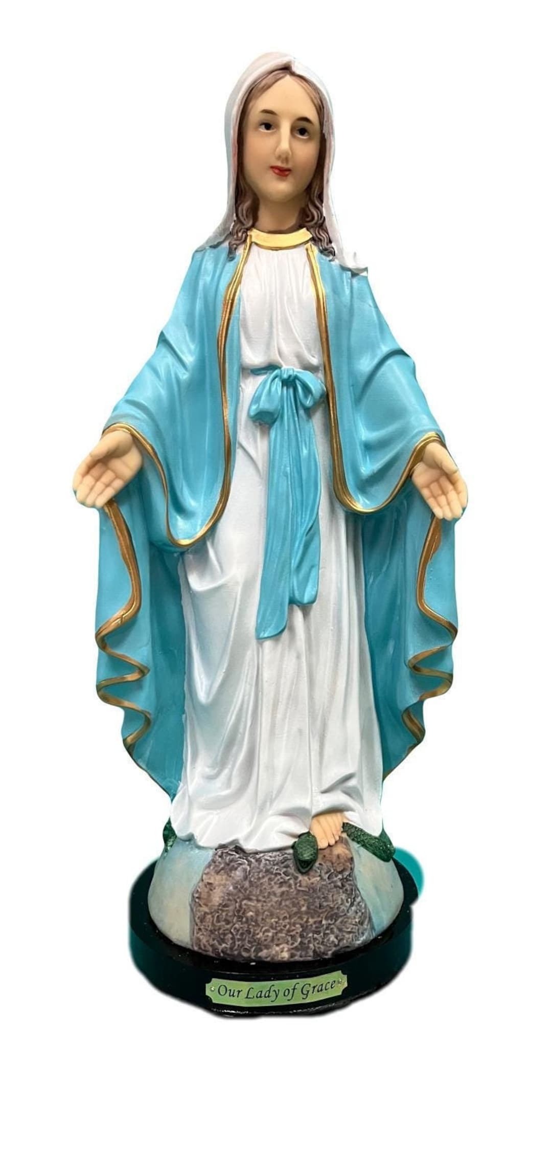 12" Our Lady of Grace Statue Miraculous Medals Figurine Virgen La ...