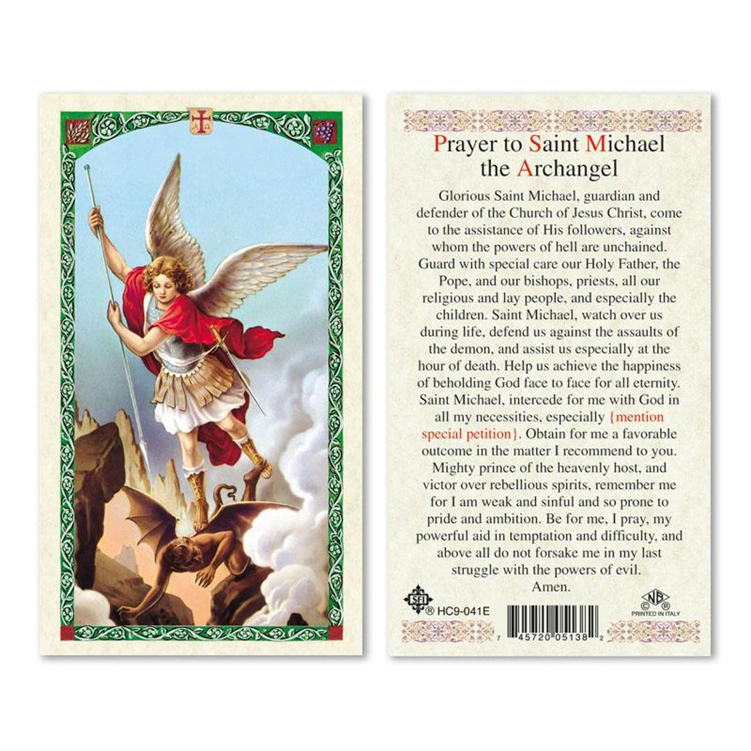 Prayer to - ST Michael Archangel Laminated Prayer Cards 2-sided Holy ...