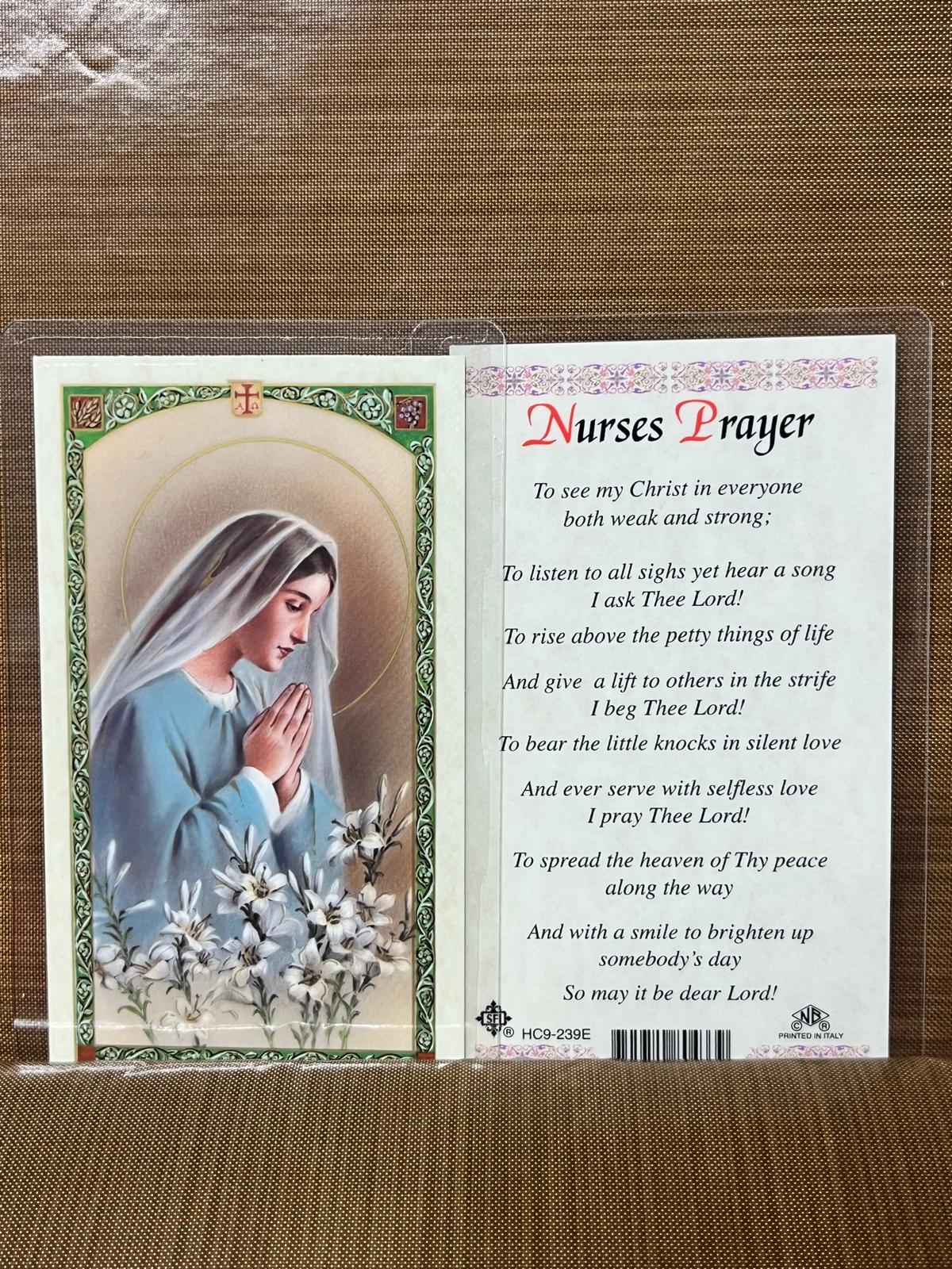 Mary Praying - Nurse's Prayer Laminated Prayer Cards 2-sided Holy Cards ...