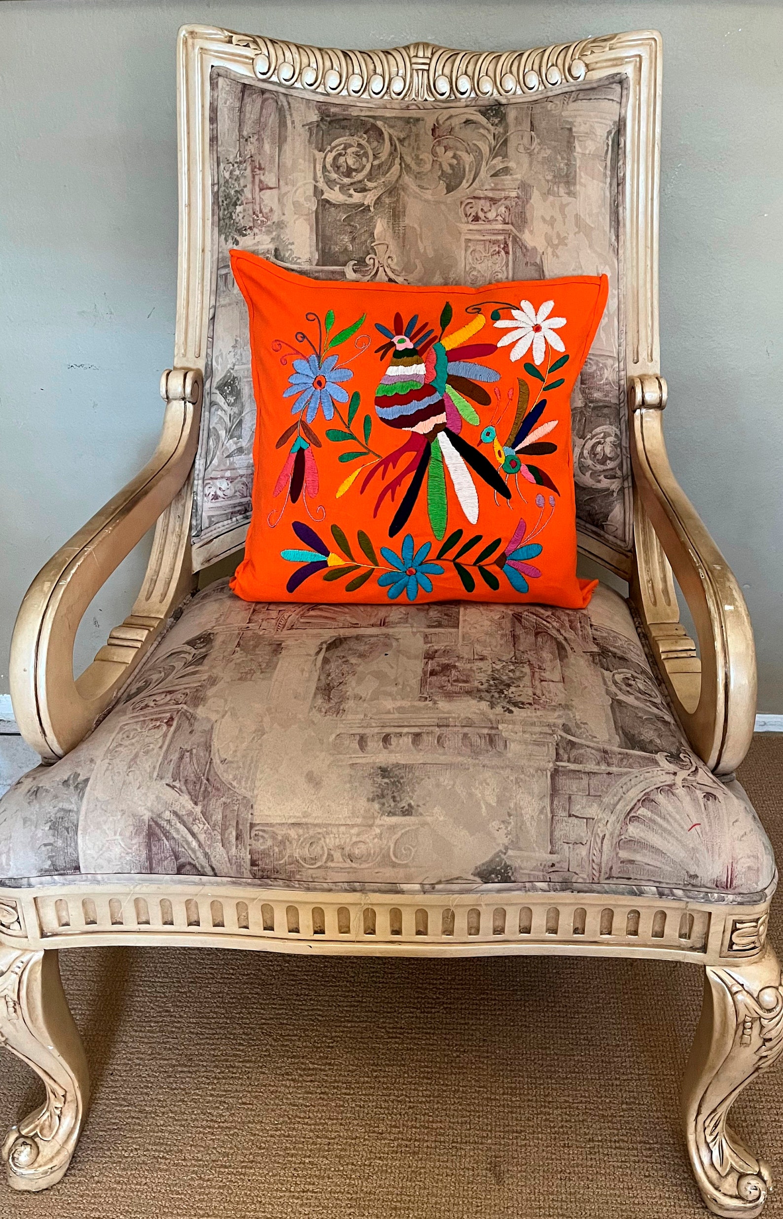 Tenango Otomy Embroidery Style Pillow Cover Colorful Mexican - Etsy