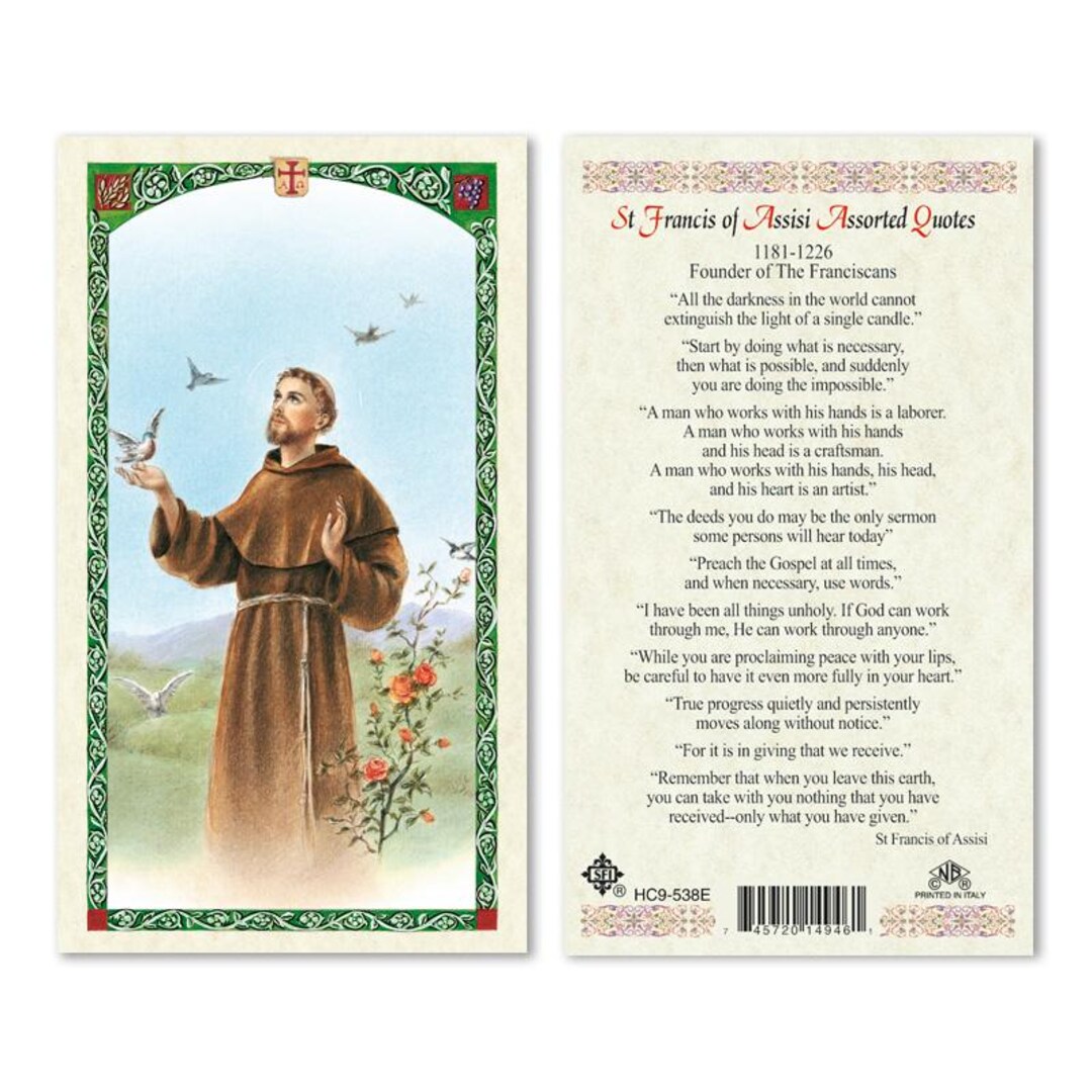 ST Francis of Assisi Assorted Quotes Laminated Prayer Cards 2-sided ...