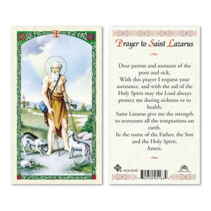 Prayer to - ST Lazarus Laminated Prayer Cards 2-sided Holy Cards - Etsy