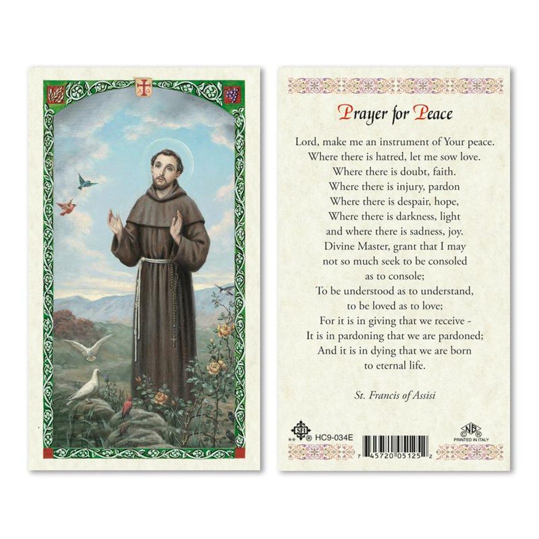 ST Francis - Prayer for Peace Laminated Prayer Cards 2-sided Holy Cards ...