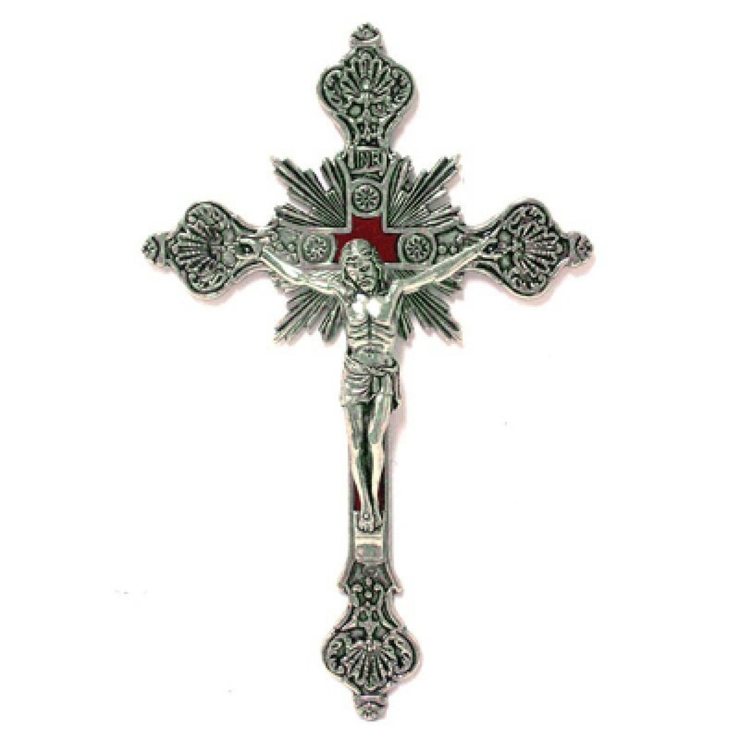 Religious Gifts Jesus Christ on Cross Silver Hanging Wall Crucifix, 8 ...