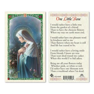 Mystical Rose - One Little Rose Laminated Prayer Cards 2-sided Holy ...