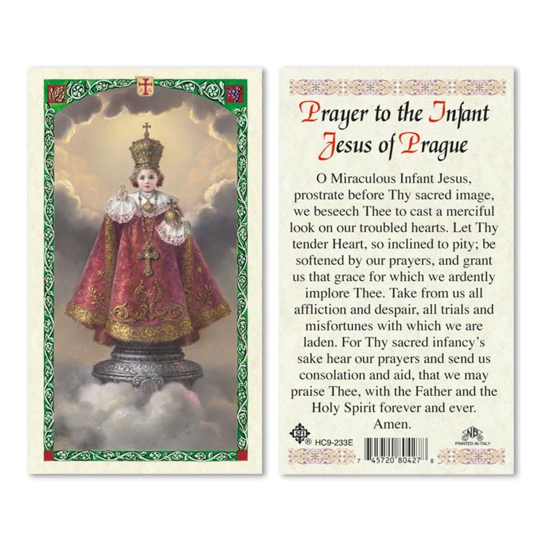 Prayer to - Infant Jesus OF Prague Laminated Prayer Cards 2-sided Holy ...