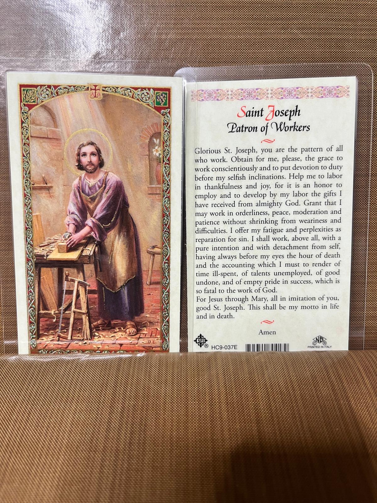 ST Joseph Patron of Worker Laminated Prayer Cards 2-sided Holy Cards - Etsy