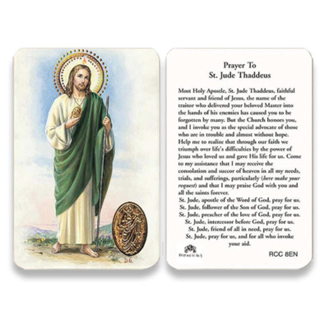 ST Jude Laminated Prayer Cards 2-sided Holy Cards, San Judas Tadeo - Etsy