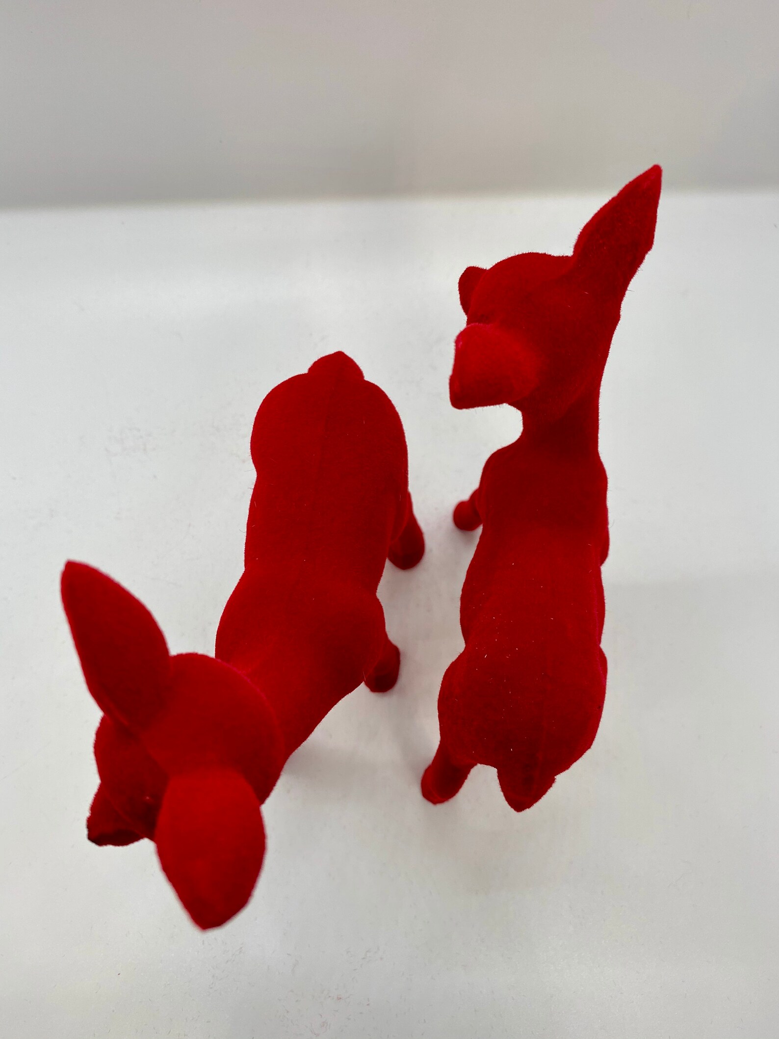 Vintage Inspired Red Flocked Fawn Deer Beautiful Set of 2 Red - Etsy UK