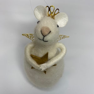 Angel Felt Mouse With Gold Star Gold Crown and Metal Wings - Etsy