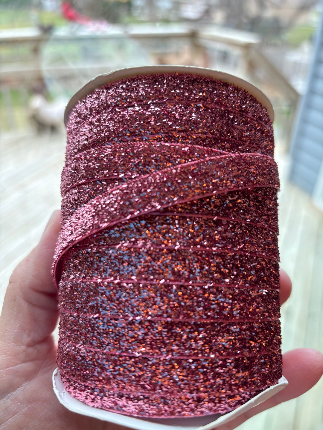 3/8 Pink Mauve Glitter Velvet Metallic Gorgeous Ribbon, 5yd, 10yd, 20yd ...