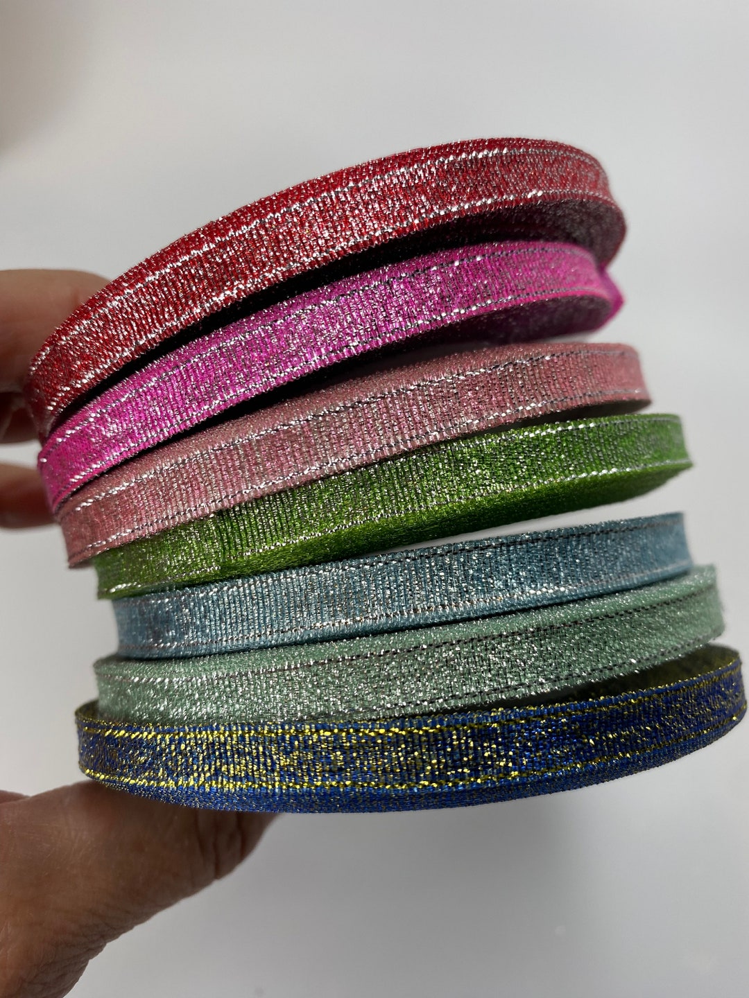 Set of 7, 6mm 1/4 Inch Holiday Christmas Glitter Metallic, 231 Yards ...