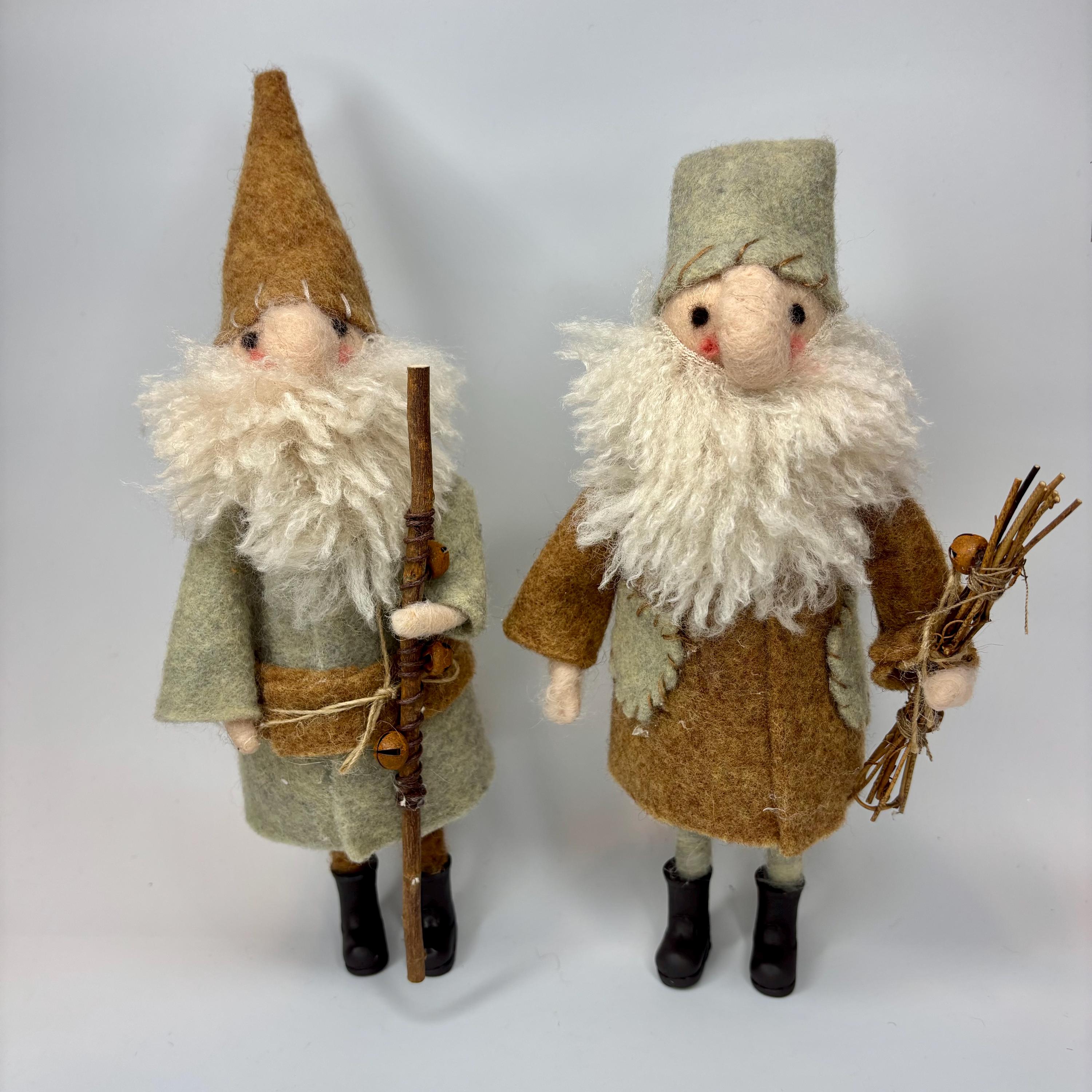 Felt Standing Gnome With Staff and Jingle Bells: Woodland Holiday Santa ...