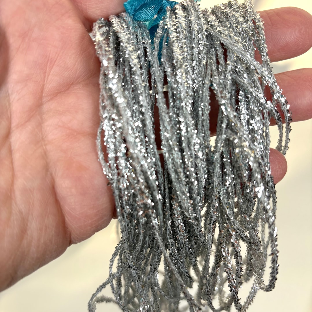 Silver Metallic Sparkle Tinsel String, 10, 20, 30 Yds of 1/8 Metallic ...