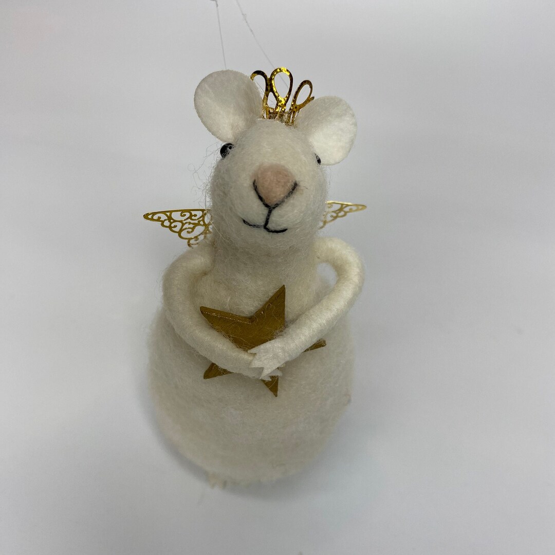 Angel Felt Mouse With Gold Star, Gold Crown and Metal Wings, Fairy ...