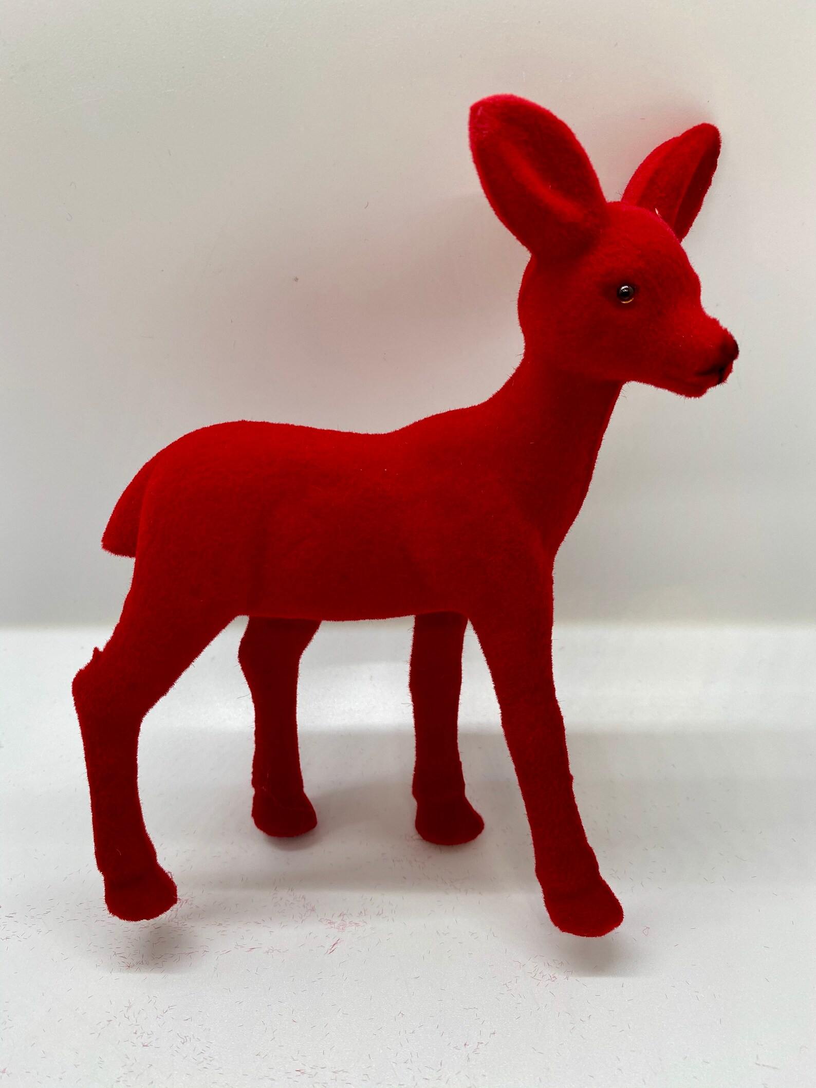 Vintage Inspired Red Flocked Fawn Deer Beautiful Set of 2 Red - Etsy UK