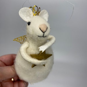 Angel Felt Mouse With Gold Star, Gold Crown and Metal Wings, Fairy ...