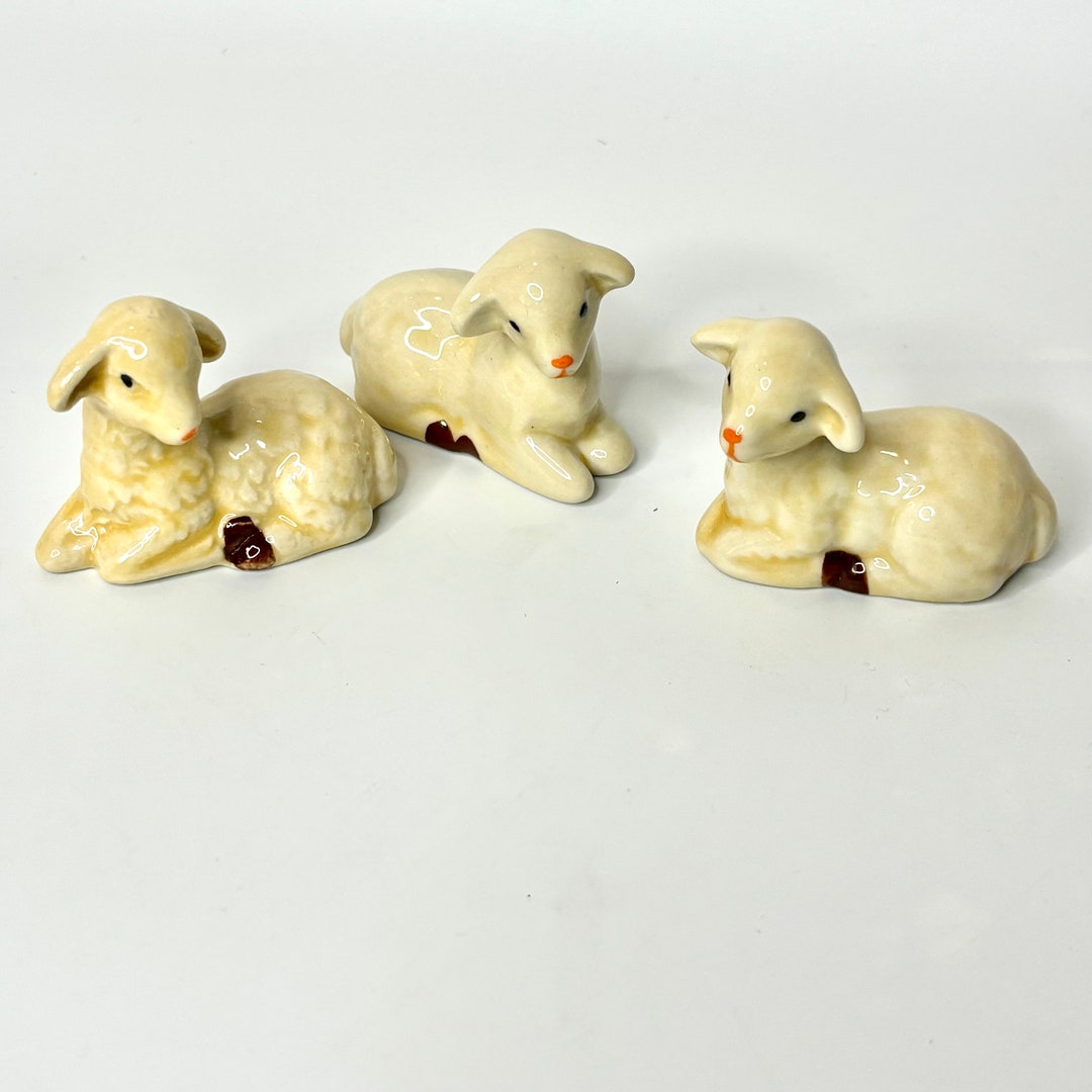 Mini Ceramic Lamb Figurines: Creamy White Decor (set of 3) - Etsy