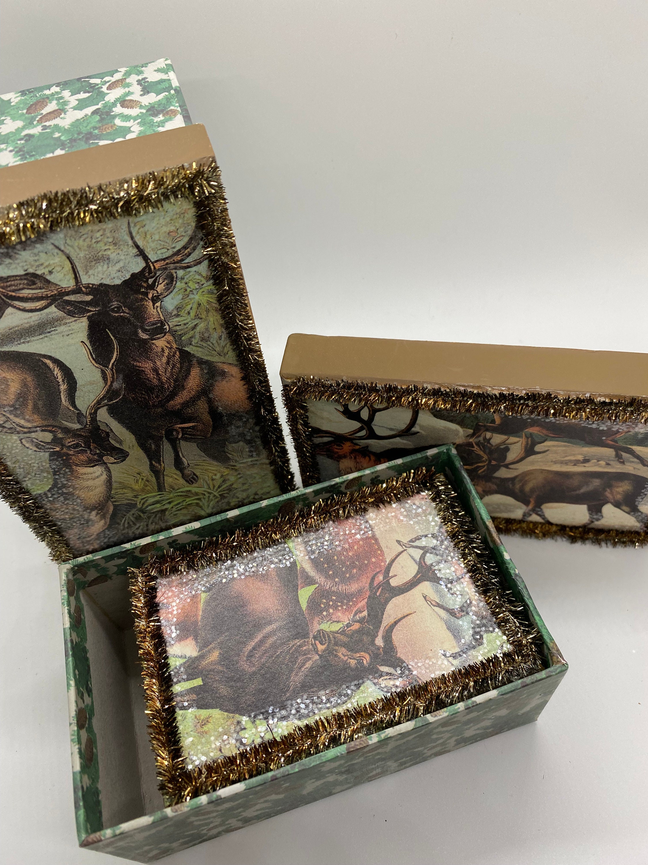 Set of 3 Christmas Deer Boxes Reindeer Nesting Boxes for - Etsy