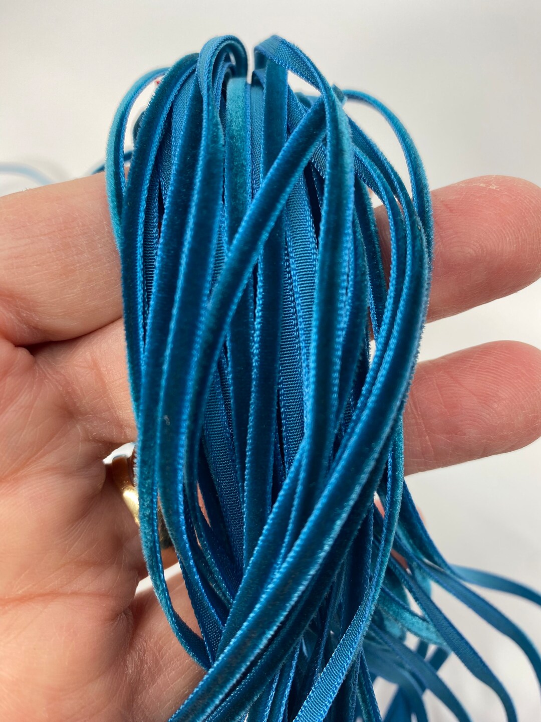 10+yds, 1/8" Tiny Velvet Teal Ribbon Trim - 3mm Pretty Teal~ Woven Edge ...