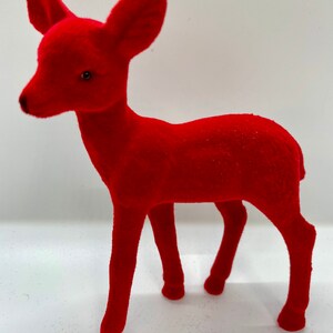 Vintage Inspired Red Flocked Fawn Deer Beautiful Set of 2 Red - Etsy UK