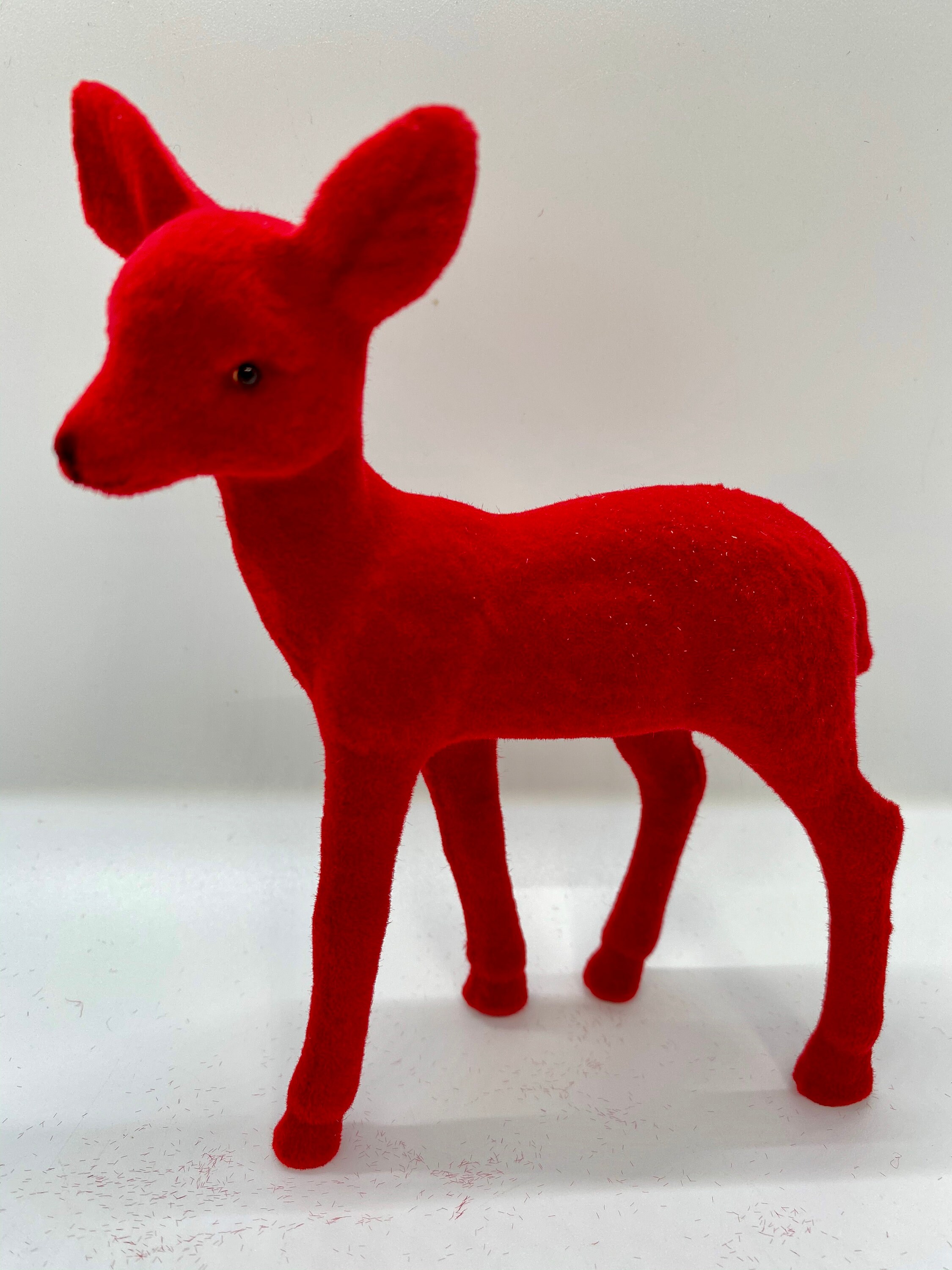 Vintage Inspired Red Flocked Fawn Deer Beautiful Set of 2 Red - Etsy UK