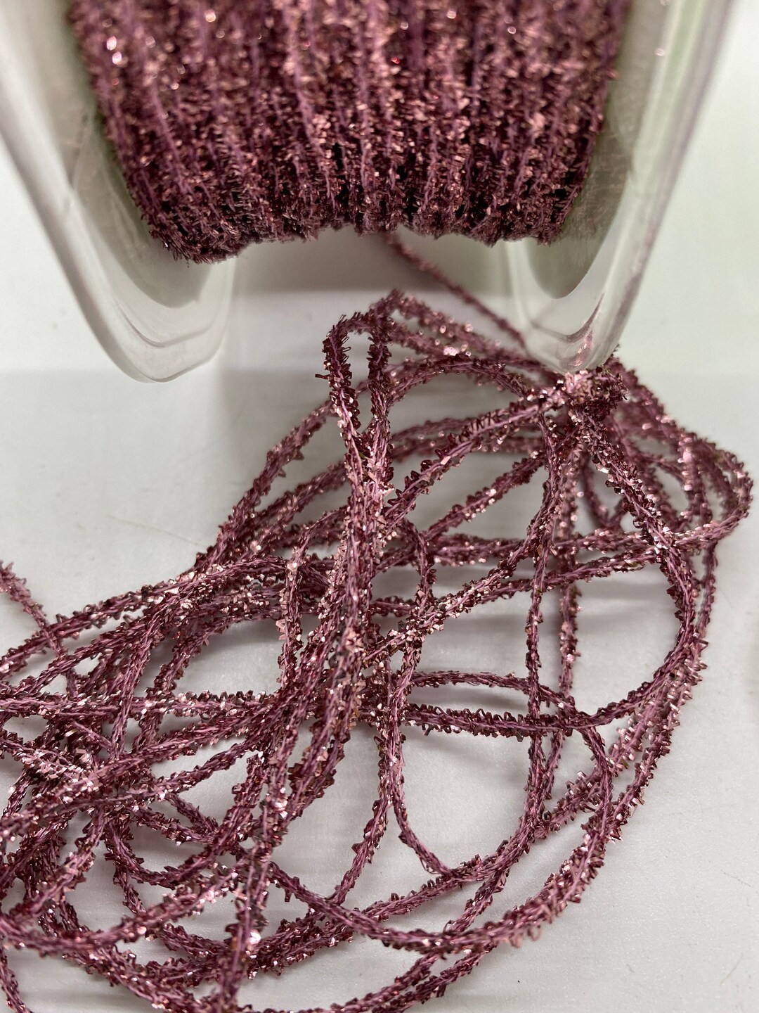 1/8, 10 Yds Pink Metallic Sparkle String Ribbon, Metallic & Nylon ...