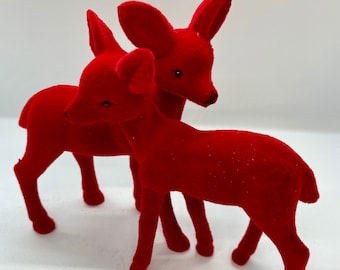 Red Flocked Deer - Etsy
