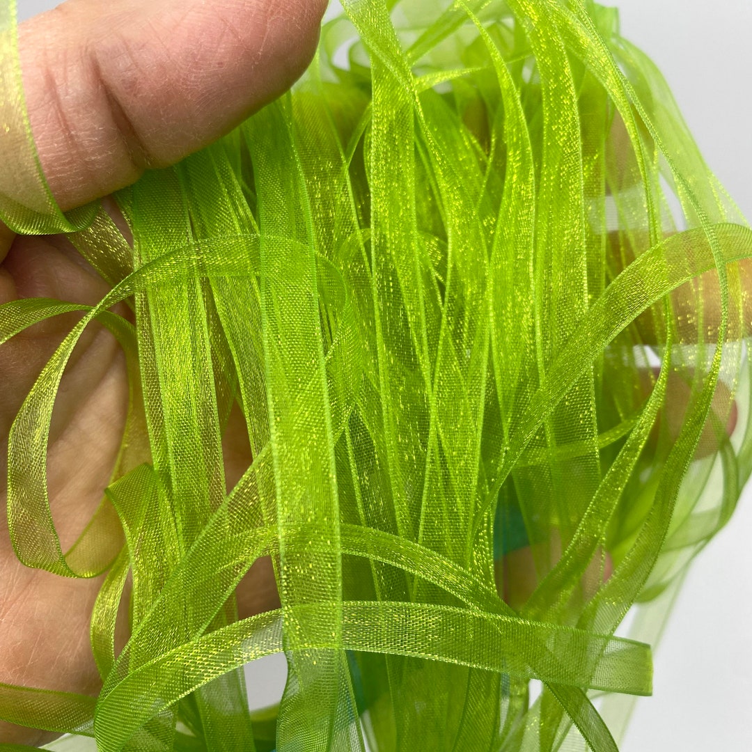Sheer Parrot Green Nylon Organza Ribbon: 1/4 Inch, 15.75 Yards May Arts ...