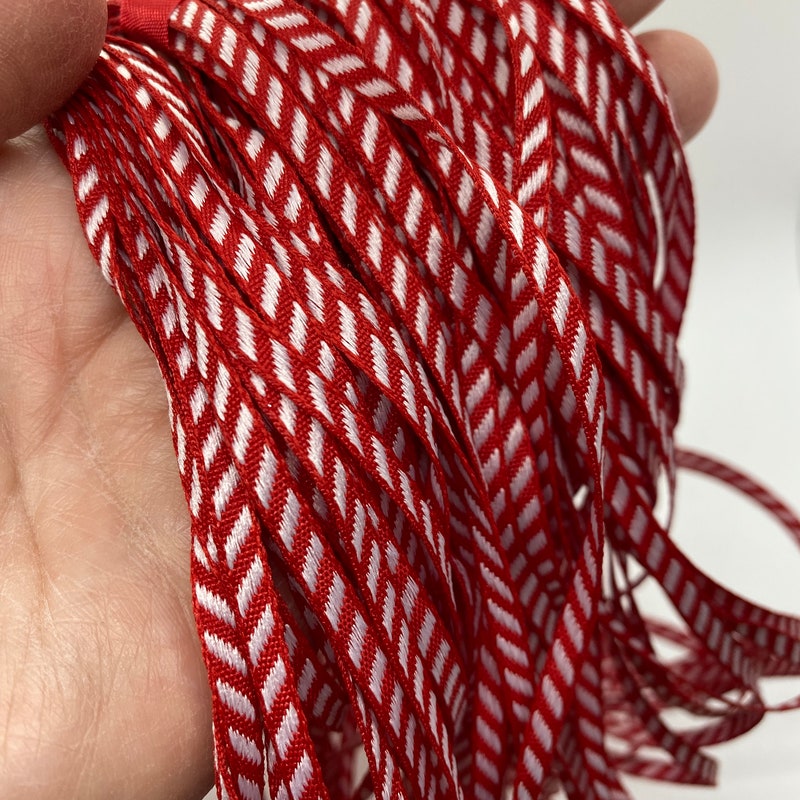 Red and White Stripe Ribbon - Etsy