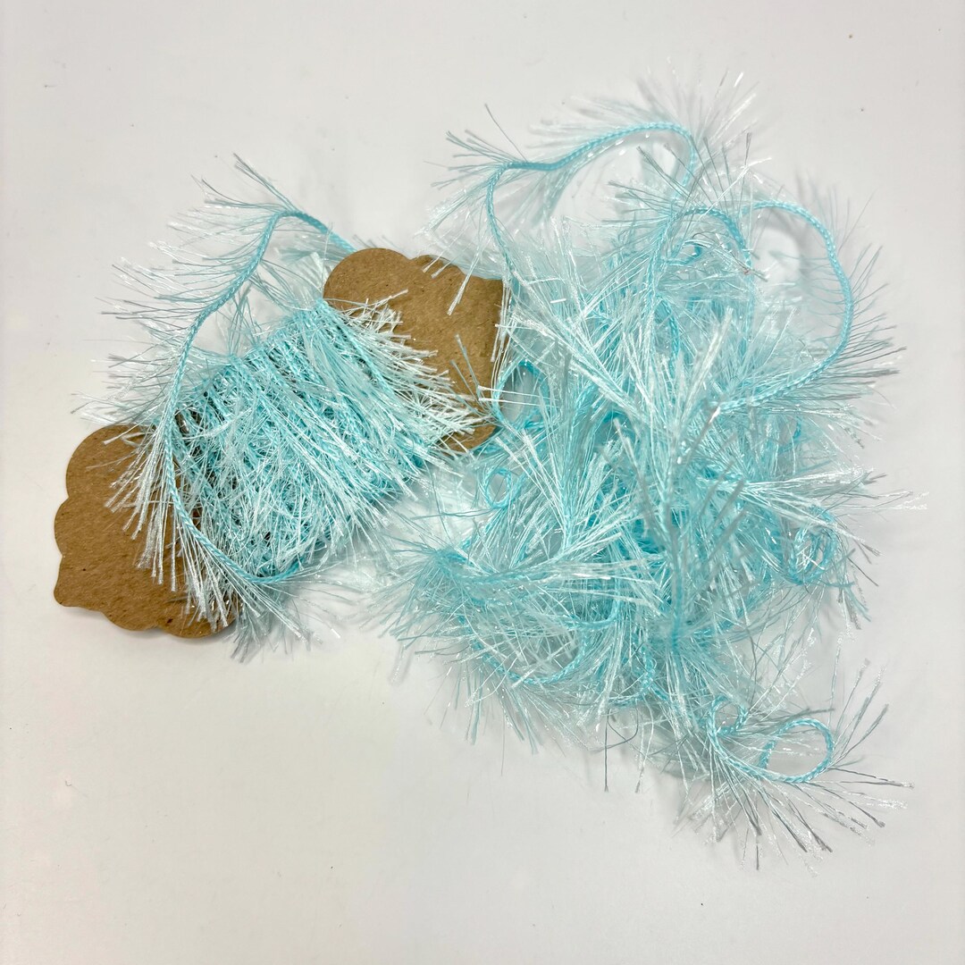 Aqua Eyelash Yarn Ribbon, Shiny Yarn for Your Craft Projects, Christmas ...