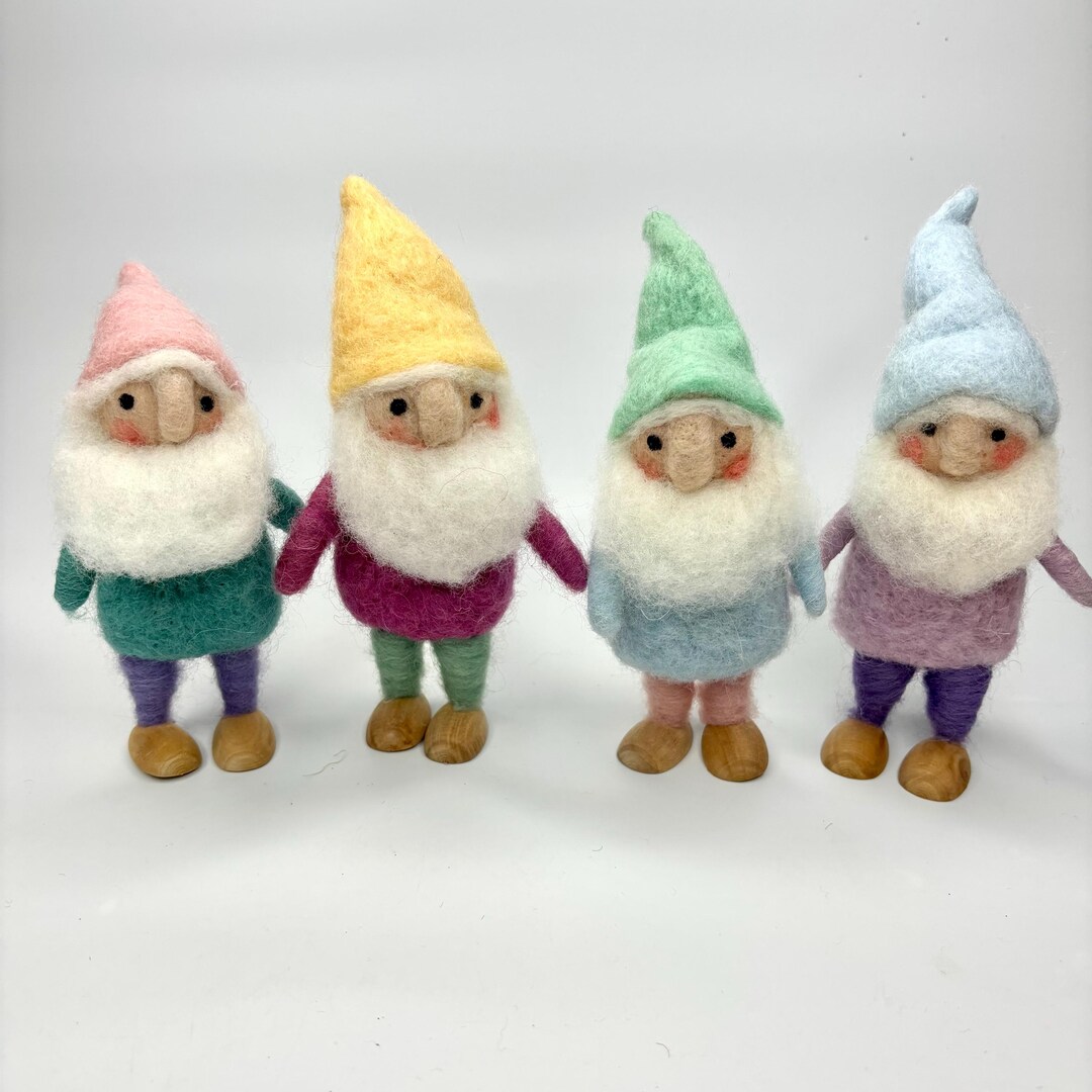 Felted Pastel Gnome: Color Choice, Indoor Diorama Fairy Garden Decor - Etsy