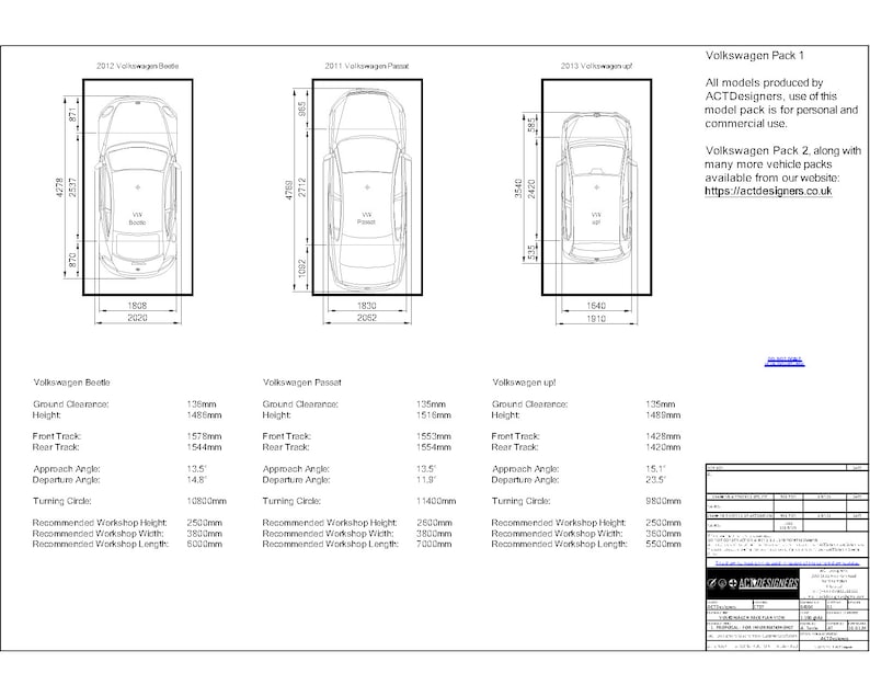 Volkswagen Beetle Passat Golf Up! Scirocco 2D CAD File Autocad DWG ...
