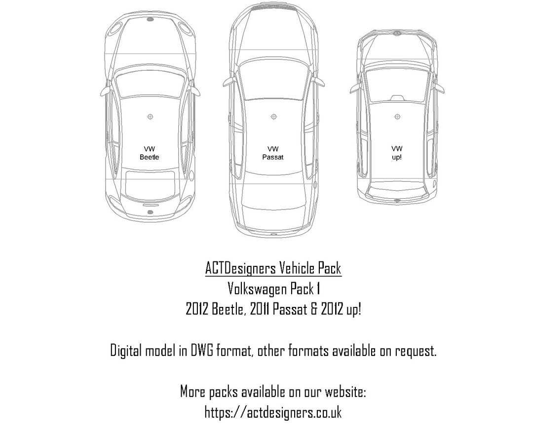 Volkswagen Beetle Passat Golf Up! Scirocco 2D CAD File Autocad DWG ...