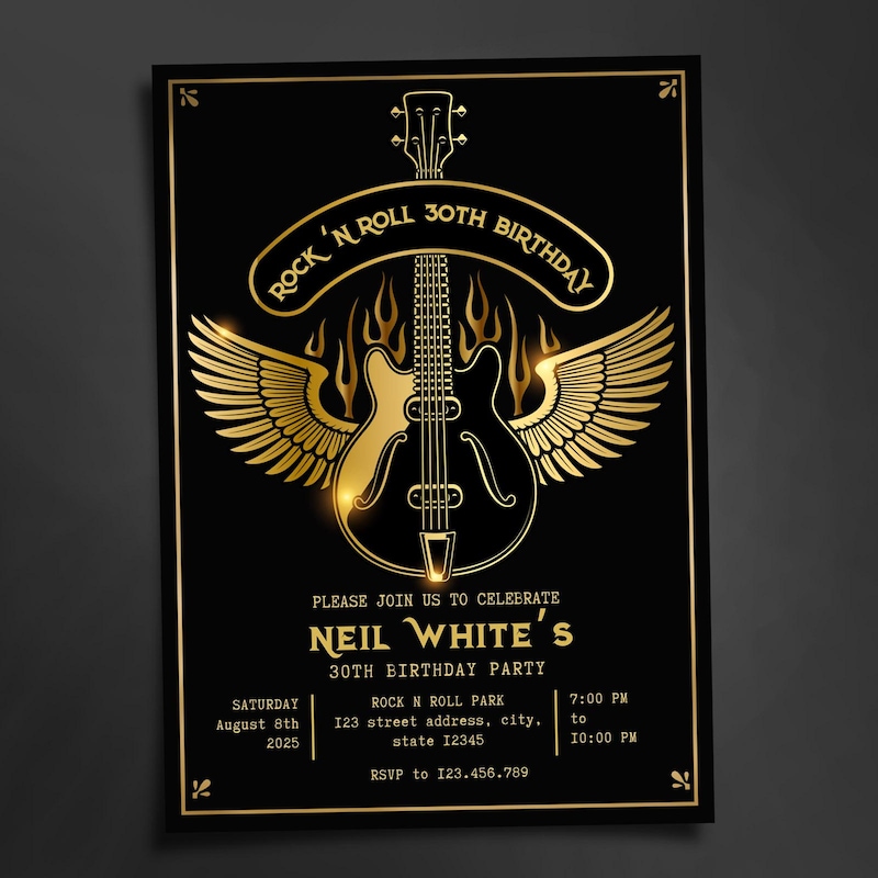 Guitar Gold Rock and Roll - Etsy