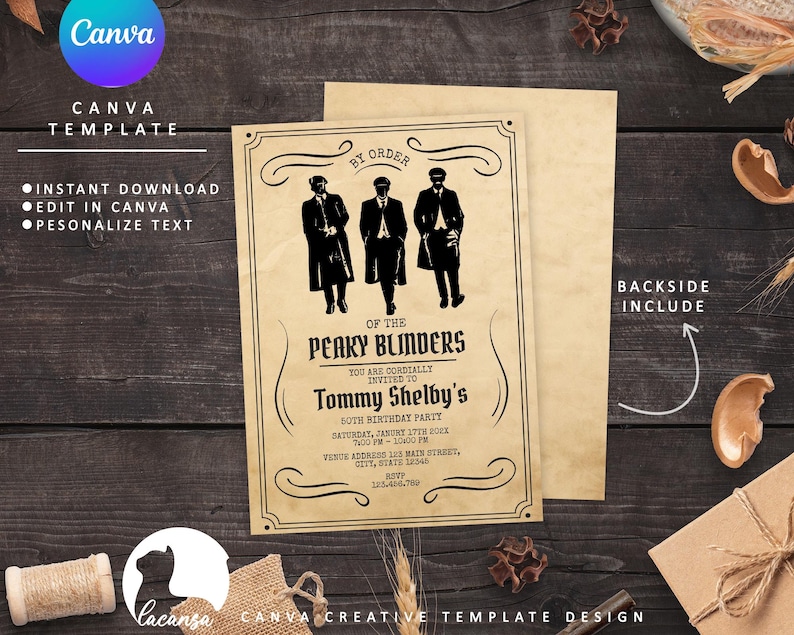 Editable Peaky Blinders Party Invitation, Printable Blinders Birthday ...
