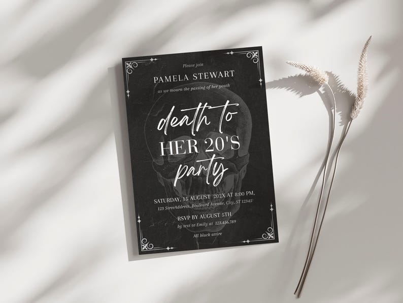 Death to My 20s Party Invitation, Editable Canva Template, RIP 20s ...