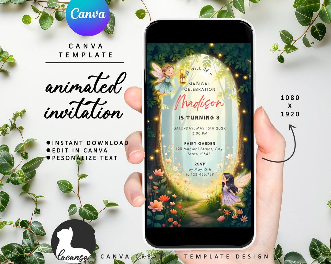 EDITABLE Enchanted Forest Birthday Invitation, Woodland Fairy Birthday ...