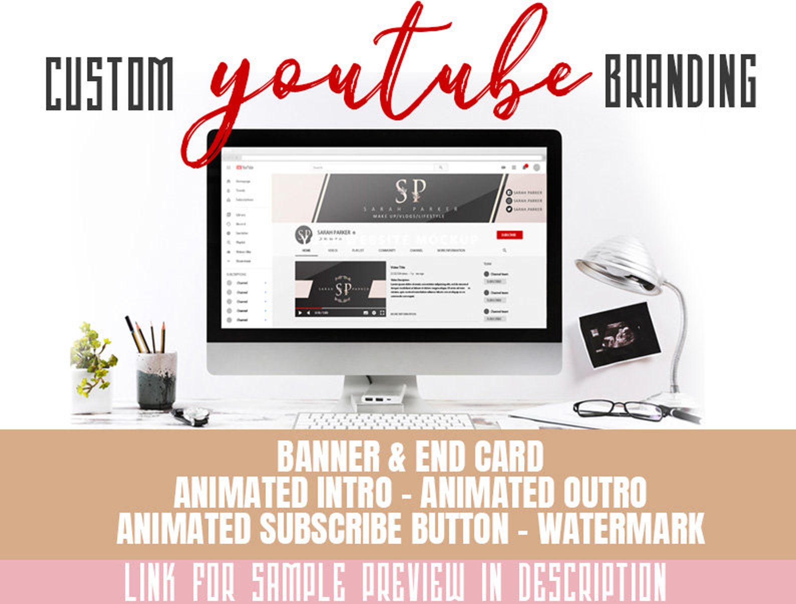 CUSTOM Youtube Channel Art Package : Youtube Banner, Watermark ...