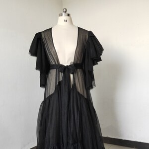 Black Maternity Robe/open Front Ruffle Sleeve Photo Shoot - Etsy